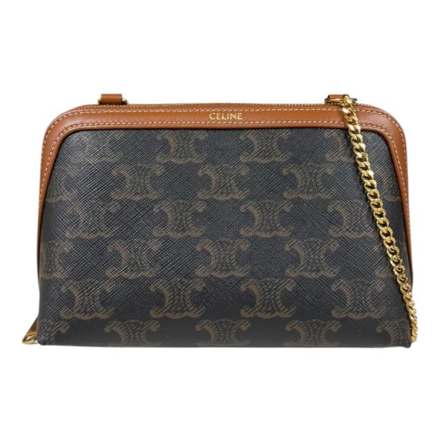 セリーヌ トリオンフ ショルダーバッグ コーティングキャンバス 10E382CBX.04LU ブラウン レディース CELINE  中古 R&Kリサイクルキング