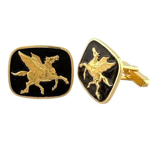 ミキモト カフス 18金 K18イエローゴールド エナメル メンズ MIKIMOTO  中古 R&Kリサイクルキング