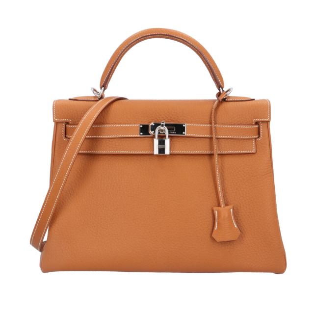 エルメス ケリー32 ショルダーバッグ トリヨンクレマンス ブラウン レディース HERMES  中古 R&Kリサイクルキング