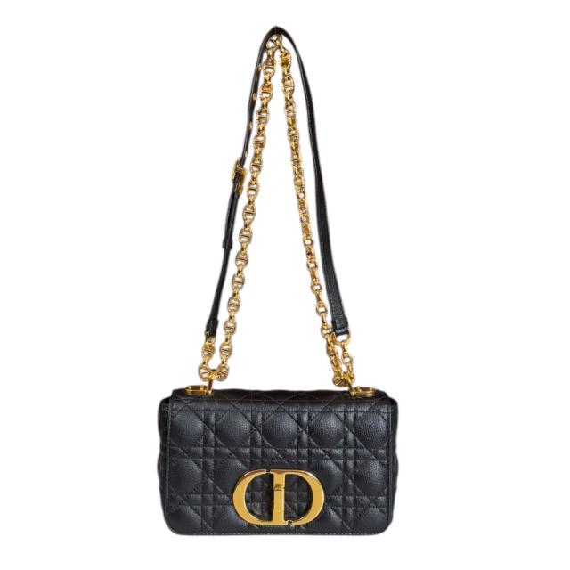 ディオール ディオールカロ スモール カナージュ ショルダーバッグ レザー M9241UWHC ブラック レディース Dior  中古 R&Kリサイクルキング