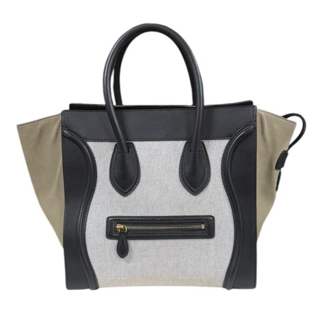 セリーヌ トリコロール ラゲージ ミニショッパー ハンドバッグ レザー 165212TSL38NO ホワイト レディース CELINE  中古 R&Kリサイクルキング