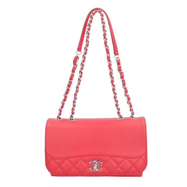 シャネル マトラッセ ショルダーバッグ レザー レッド レディース CHANEL  中古 R&Kリサイクルキング