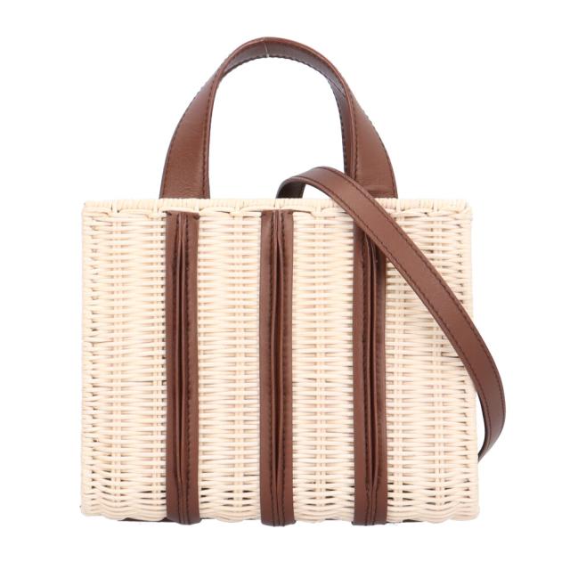 マックスマーラ ホイットニー ショルダーバッグ 籐 ホワイト レディース MAX MARA  中古 R&Kリサイクルキング