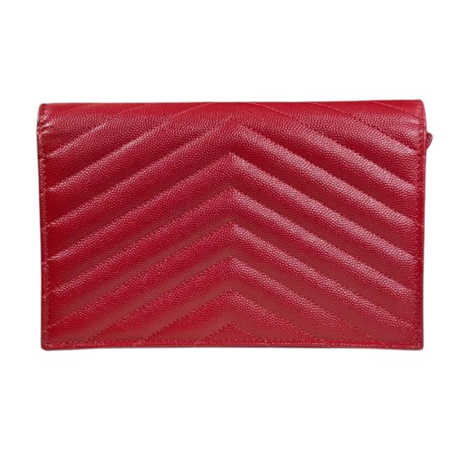 サンローラン エンベロープ ショルダーバッグ レザー 393953 レッド