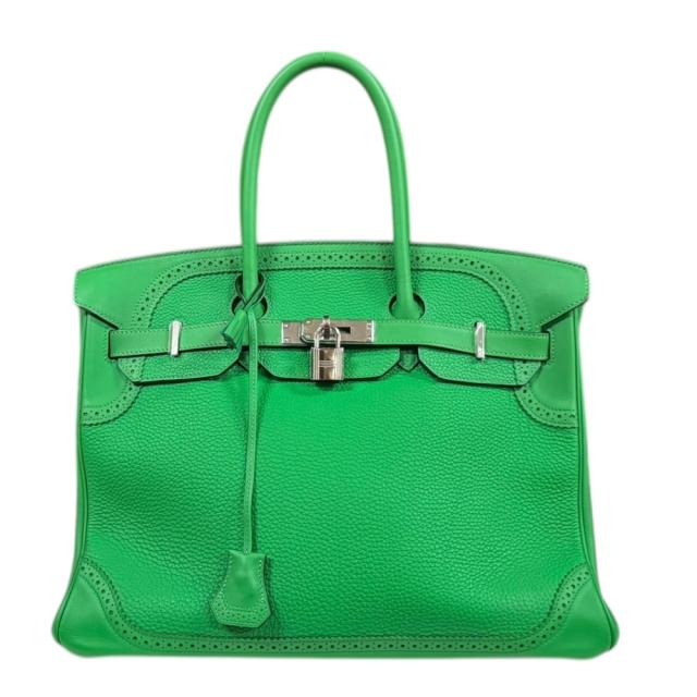 エルメス バーキン35 ギリーズ ハンドバッグ トゴ グリーン レディース HERMES  中古 R&Kリサイクルキング
