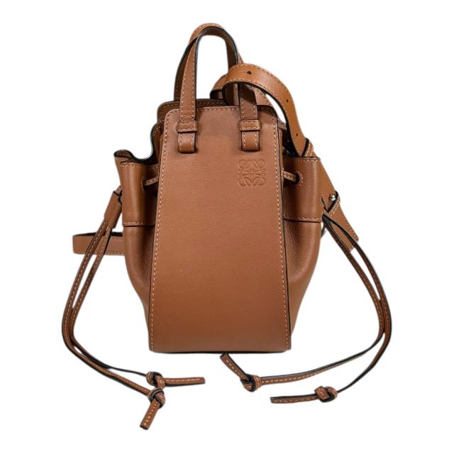 ロエベ ドローストリングハンモックミニ ショルダーバッグ レザー 314.30.V07 ブラウン レディース LOEWE  中古 R&Kリサイクルキング