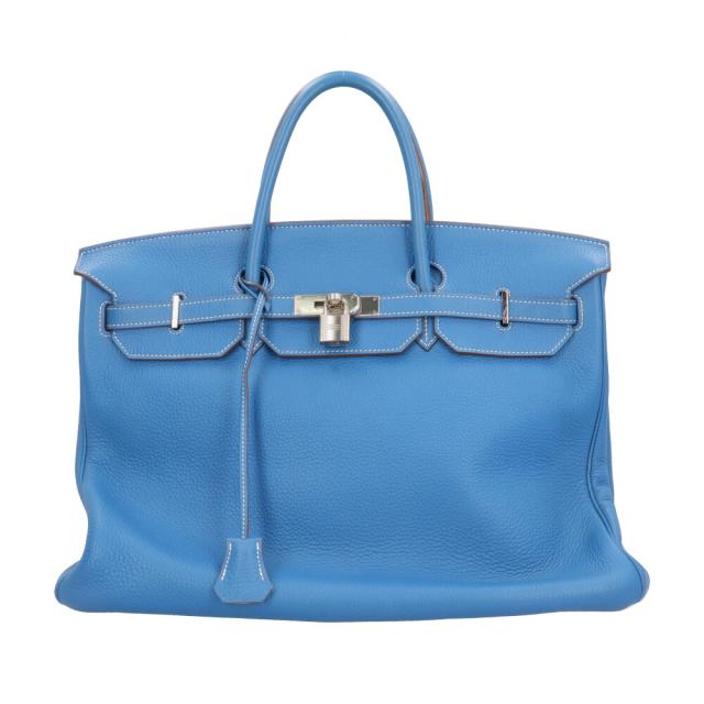 エルメス バーキン40 エクラ ハンドバッグ トリヨンクレマンス ブルー レディース HERMES  中古 R&Kリサイクルキング