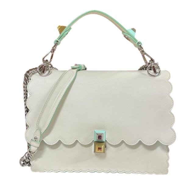 フェンディ キャナイ ショルダーバッグ レザー 8BT283 ホワイト レディース FENDI  中古 R&Kリサイクルキング