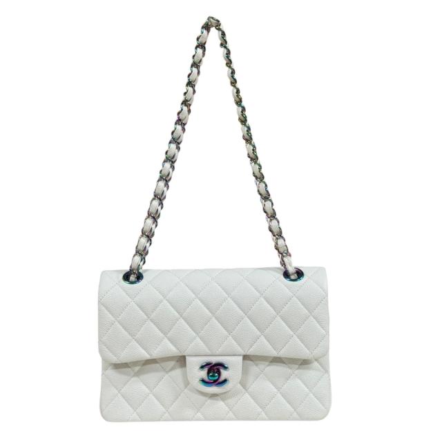 シャネル マトラッセ ショルダーバッグ キャビアスキン A01113 ホワイト レディース CHANEL  中古 R&Kリサイクルキング