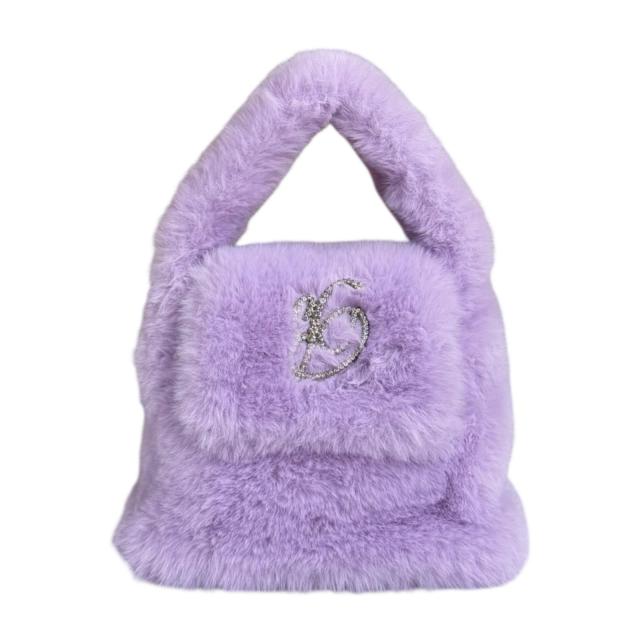 ブルマリン ファーバッグ ハンドバッグ ポリエステル WB0230701 パープル レディース Blumarine  中古 R&Kリサイクルキング