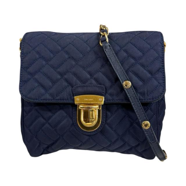 プラダ キルティング ショルダーバッグ ナイロン ネイビー レディース PRADA  中古 R&Kリサイクルキング