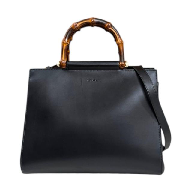 グッチ ニムフェア ミディアム バンブー ショルダーバッグ レザー 453766 ブラック レディース GUCCI  中古 R&Kリサイクルキング