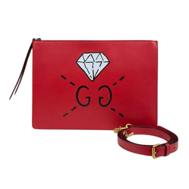 グッチ ゴースト ショルダーバッグ レザー 429004 レッド ユニセックス GUCCI  中古 R&Kリサイクルキング