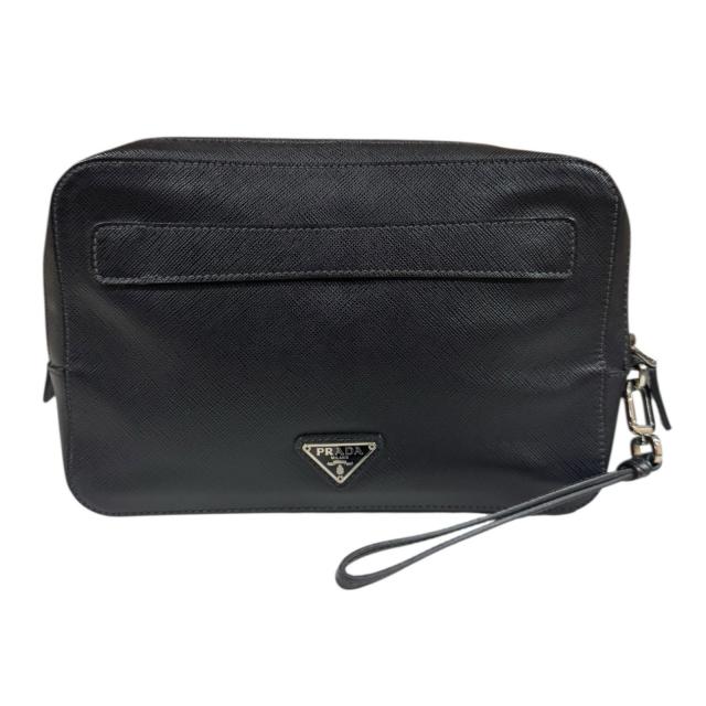 プラダ セカンドバッグ レザー VR0052 ブラック メンズ PRADA  中古 R&Kリサイクルキング