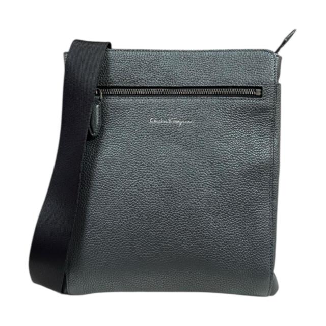 サルヴァトーレフェラガモ ショルダーバッグ レザー FZ-24-0471 グレー メンズ Salvatore Ferragamo  中古 R&Kリサイクルキング