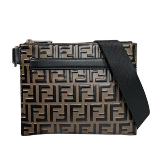 フェンディ ズッカ ショルダーバッグ レザー 7VA437 ブラウン メンズ FENDI  中古 R&Kリサイクルキング