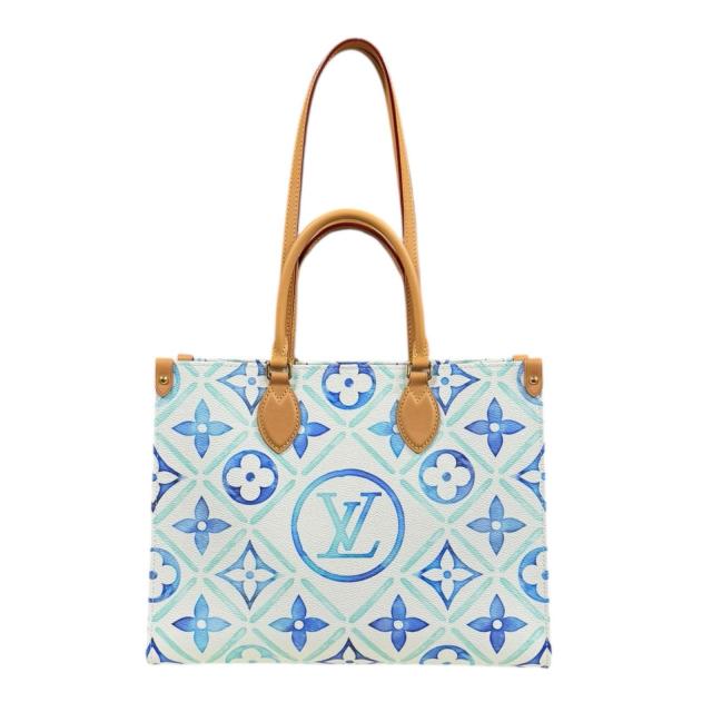 ルイヴィトン オンザゴーMM LVモノグラムタイル ショルダーバッグ PVC M11262 ブルー レディース LOUIS VUITTON  中古 R&Kリサイクルキング