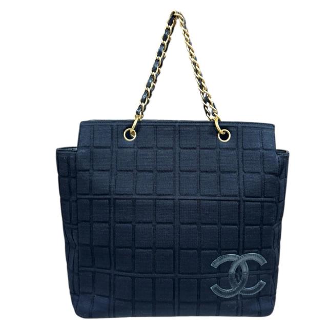 シャネル チョコバ—　 トートバッグ コットン ブラック レディース CHANEL  中古 R&Kリサイクルキング