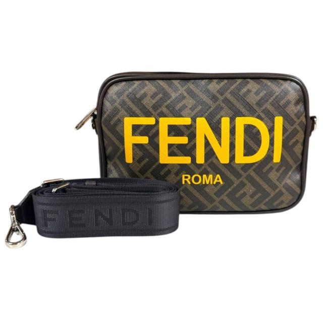 フェンディ カメラケース ミディアム ズッカ ショルダーバッグ ファブリック 7M0286 AJJ4 ブラウン メンズ FENDI  中古 R&Kリサイクルキング