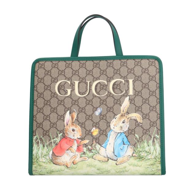 グッチ ピーターラビットコラボ チルドレンズ GGスプリーム トートバッグ PVC 605614 ベージュ GUCCI  中古 R&Kリサイクルキング