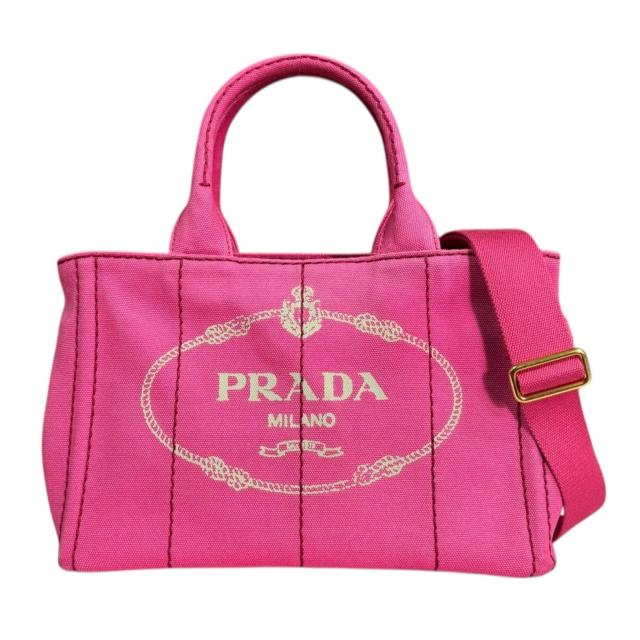 プラダ カナパトートSS ショルダーバッグ キャンバス 1BG439 ピンク レディース PRADA  中古 R&Kリサイクルキング