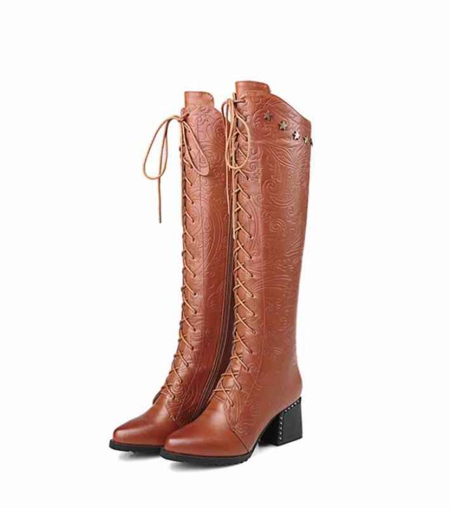 ロングブーツ レディース 本革 ワイド ミドルブーツ ジョッキーブーツ