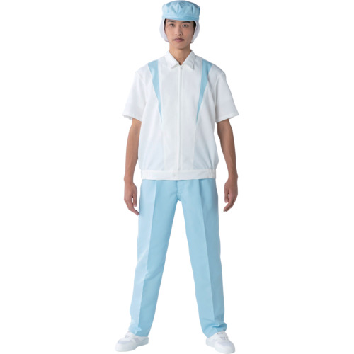 TriApex クリーンスーツ男子上衣 JB258A ホワイト/ブルー 4L JB258A124L 研究用品 クリーンルーム関連用品 ウェア 白衣(代引不可)【送料無料】