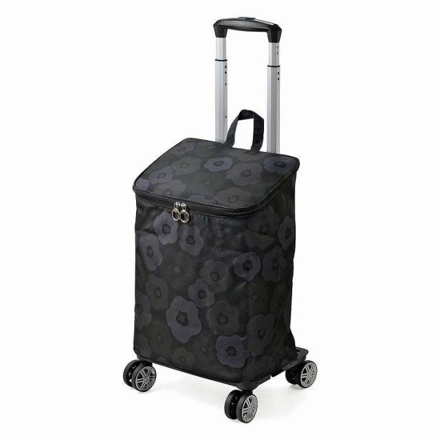 CHARMISS シャルミス ショッピングカート 花柄 4輪 ファスナー開閉 ブラック 15-5041-10(代引不可)【送料無料】