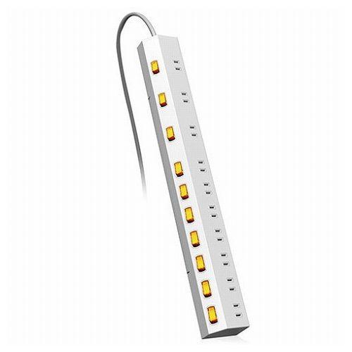 【5個セット】エレコム 延長コード 電源タップ 2P 10個口 回転 個別スイッチ 2.5m 雷サージ ほこりシャッター付 ホワイト T-K7A-21025WHX5(代引不可)【送料無料】