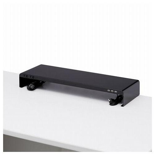 サンワサプライ 電源タップ+USBポート付き机上ラック W600×D200 ブラック MR-LC202BKN(代引不可)【送料無料】