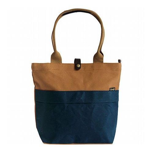 そだてる帆布Grough パラフィン加工帆布×レザー トートバッグ ネイビー×ブラウン 本体36(底面25)×10×30cm C6042620(代引不可)【送料無料】