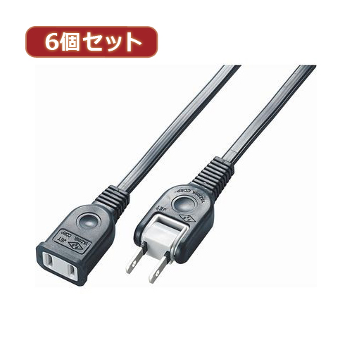 YAZAWA 【6個セット】耐トラ付延長コード Y021010BKX6【送料無料】