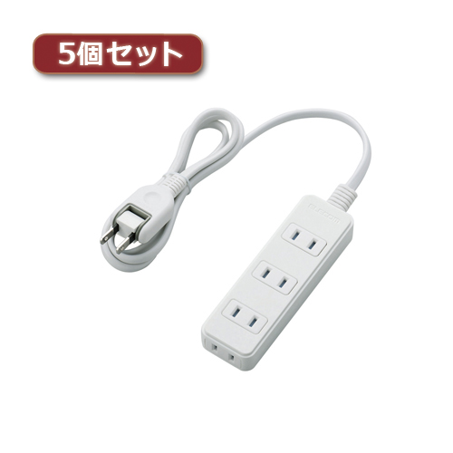 【5個セット】エレコム 電源タップ(雷ガード・ほこりシャッター) T-KST02-22410WH T-KST02-22410WHX5(代引不可)【送料無料】