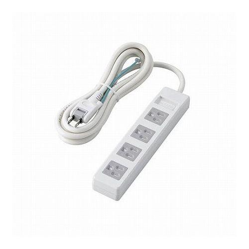 5個セットエレコム 3pinタップ/マグネット付/ホコリシャッター付/4個口/2.5m/ホワイト T-T1D-3425WHX5(代引不可)【送料無料】