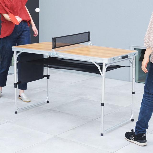 テーブル アウトドアテーブル フォールディングテーブル 卓球台 卓球テーブル アウトドア キャンプ 公園 家族 子供 楽しい 持ち運び 折りたたみ 高さ調整 収納付き(代引不可)【送料無料】