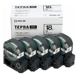 キングジム テプラPROテープエコパック 白ラベル 5個入 1 箱 SS18K-5P 文房具 オフィス 用品【送料無料】
