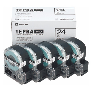 キングジム テプラPROテープエコパック 白ラベル 5個入 1 箱 SS24K-5P 文房具 オフィス 用品【送料無料】