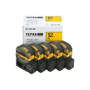 テプラ PROテープカートリッジ カラーラベル「パステル」 18mm 黄（黒文字） 5個入エコパック（代引不可）
