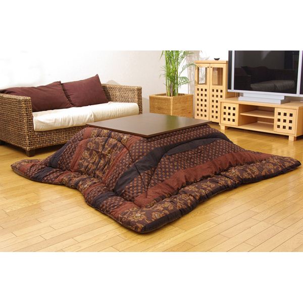 国内プリント こたつ厚掛け布団単品 『万葉』 ブラウン 205×315cm（代引不可）