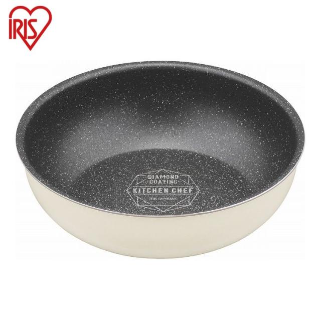 アイリスオーヤマ ダイヤモンドコートパン IH炒めなべ26cm DCI-T26W アイボリー 炒め鍋 フライパン 深型 26cm IRIS OHYAMA(代引不可)【送料無料】の通販はau ...