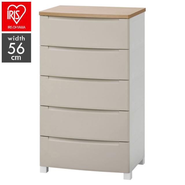 アイリスオーヤマ ウッドトップノックダウンチェスト 幅56cm 5段 KDMG-565WT ベージュ 木目調 天板 収納ケース リビングチェスト クローの通販はau PAY マーケット ...