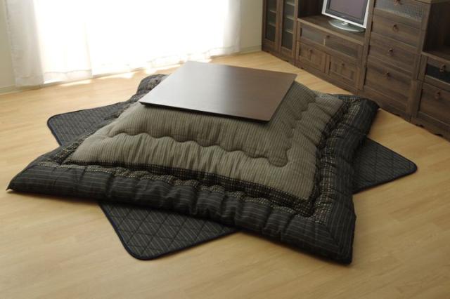 しじら こたつ厚掛敷布団セット 『ゆかり』 ブラック 205×285cm【送料無料】【代引き不可】