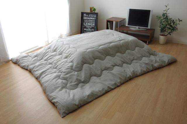 こたつ布団 正方形 掛け単品 デニム 『先染めデニムIT』 グレイ 約205×205cm 厚掛けタイプ(代引不可)【送料無料】