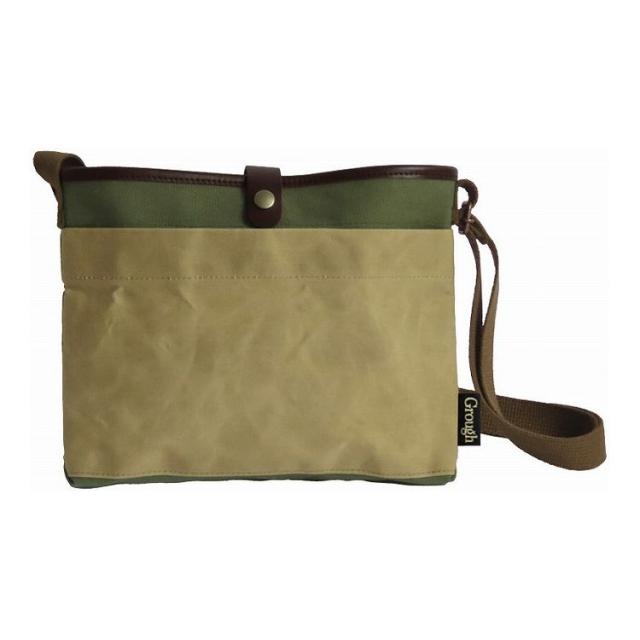 そだてる帆布Grough パラフィン加工帆布×レザー サコッシュ ベージュ×カーキ GRH50800-KH(代引不可)【送料無料】