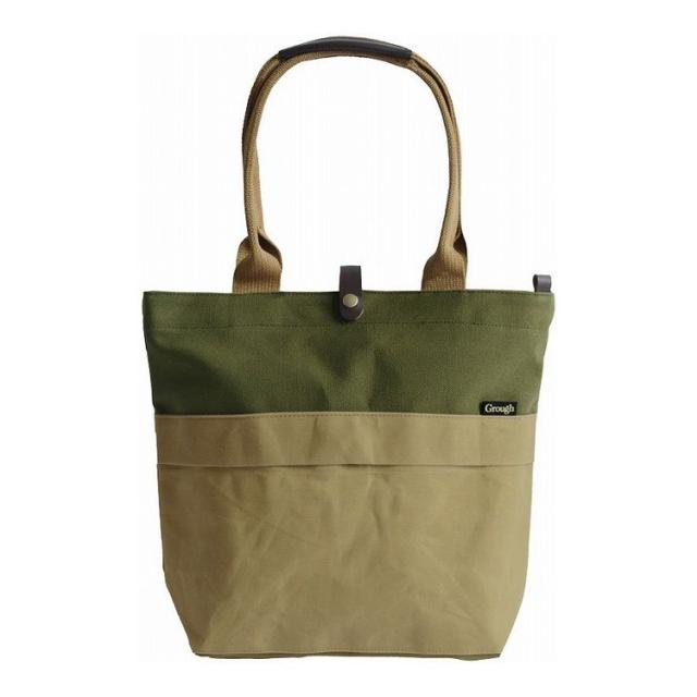 そだてる帆布Grough パラフィン加工帆布×レザー トートバッグ ベージュ×カーキ GRH50100-KH(代引不可)【送料無料】