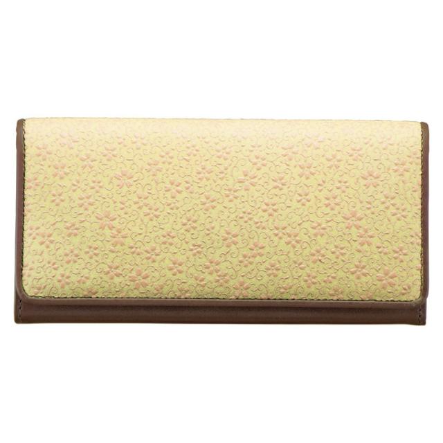 草木染め印伝 つた桜柄長財布 財布 8181-03(代引不可)【送料無料】