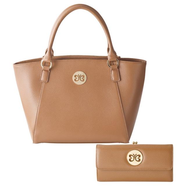 トートバッグ&口金付き長財布(ベージュ) ハナエモリ ブランドバッグ HMT040/045-90(代引不可)【送料無料】