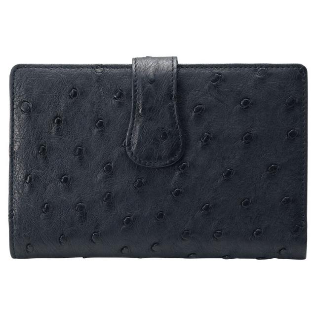オストリッチ横長ベルト付財布 ブランド財布 S-NO8500043BK(代引不可)【送料無料】