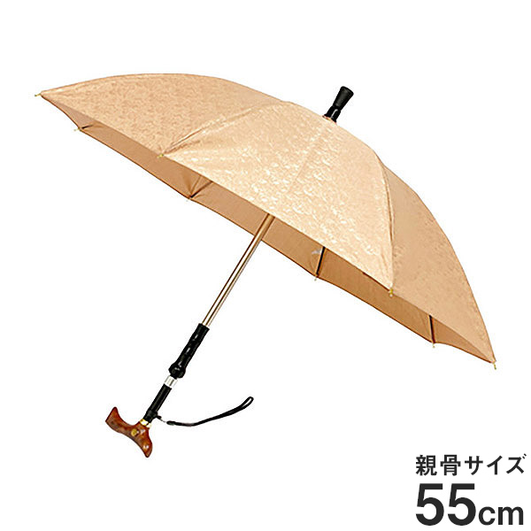 デュエットウォーカーMG 調整付マグネットタイプ55cm ジャガードローズ柄サーモンピンク 55cm 傘 かさレディース 女性用 杖 母の日 敬老の日 ギフト ピンク(代引不可)【送料無料】