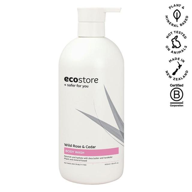 【単品6個セット】 ecostore ボディウォッシュ ワイルドローズ&シダー 900mL エコストア ボディウォッシュ ポンプタイプ 華やか 香り【送料無料】